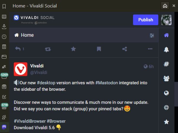 Vivaldi 5.6 ya está disponible con integración de Mastodon - NotebookCheck.org News